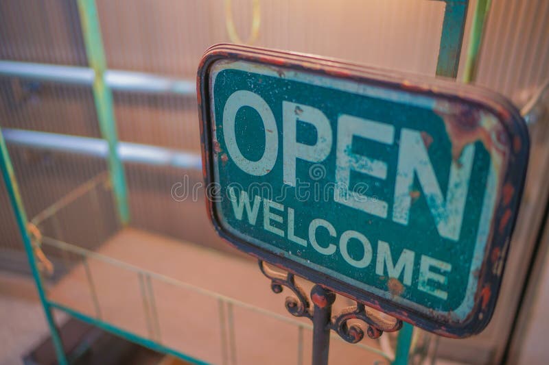 Open welcome signboard stock image. Image of paint, signboard - 301359327