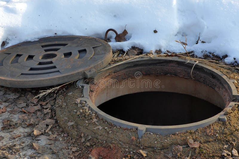 Open well in winter day stock image. Image of black, circle - 88402631