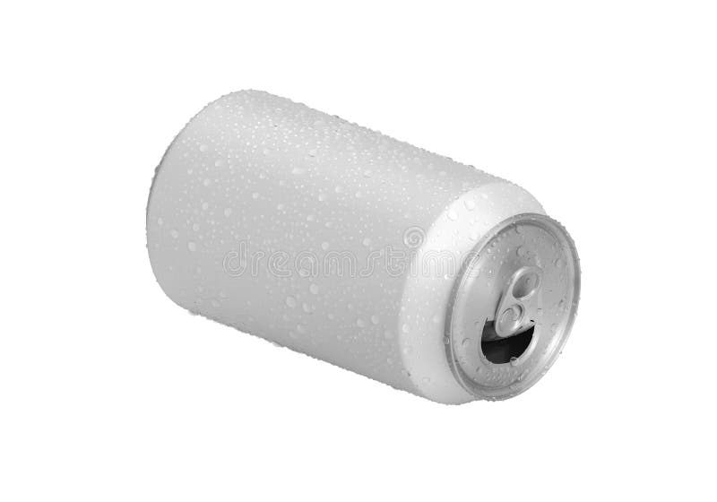 Open White Aluminum Soda Can with Water Drops Isolated on White ...