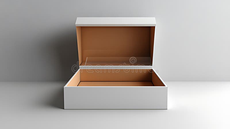 Open White Box, Brown Interior, Studio, Packaging Mockup Stock Illustration - Illustration of ...
