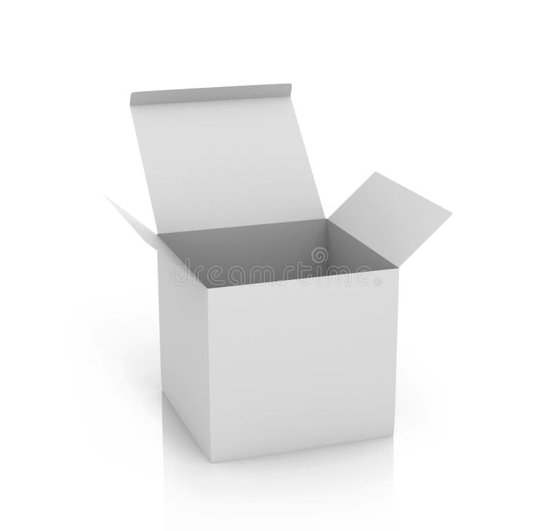 One Open Carton Box in White Color (3d Render) Stock Illustration ...