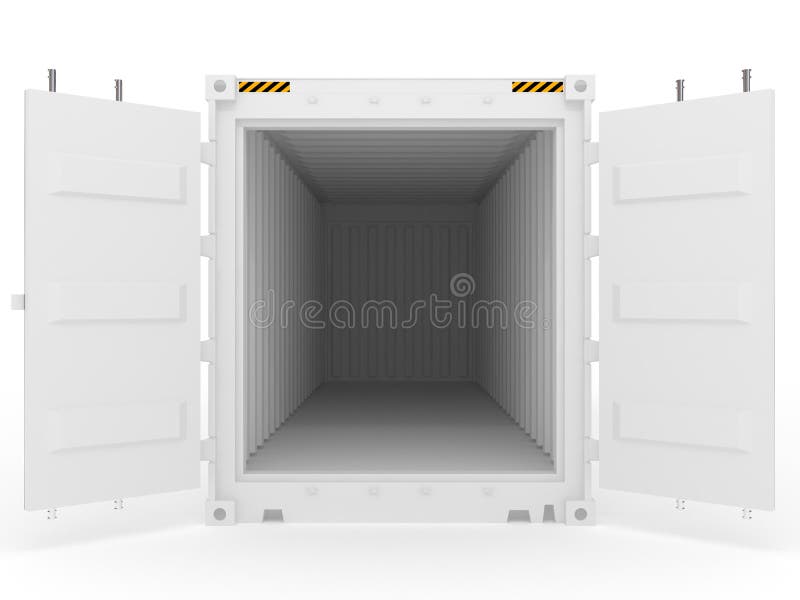 White Cargo Sea Container on White Back Stock Illustration ...