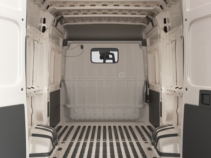 Open White Delivery Van Interior 3d Render Image Stock Illustration ...