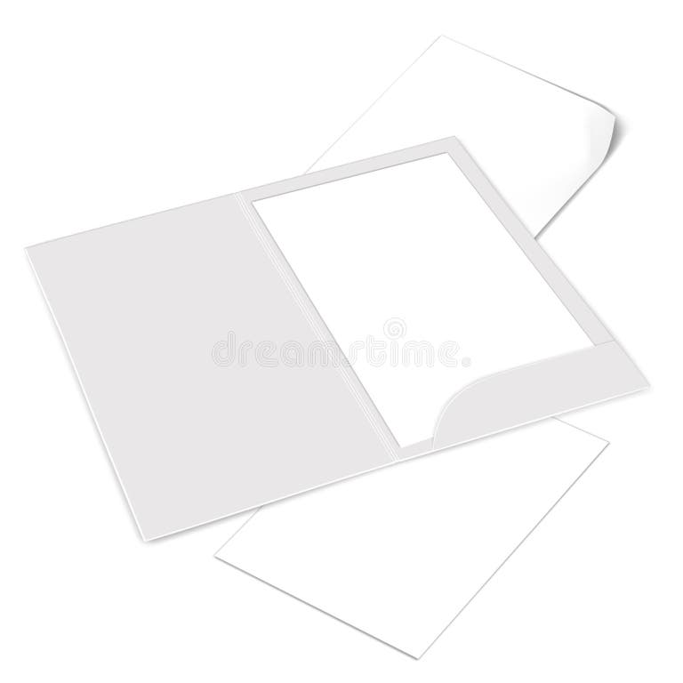 Open White File Folder with Blank Paper Sheets. Realistic Vector Mockup ...