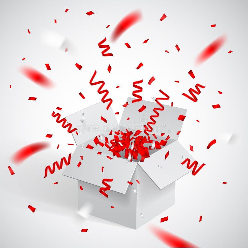 Open White Gift Box and Confetti.Transparent Background Stock Vector ...