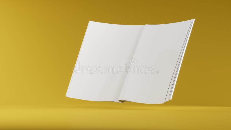 Open White Magazine Falling on a Yellow Surface Stock Illustration ...