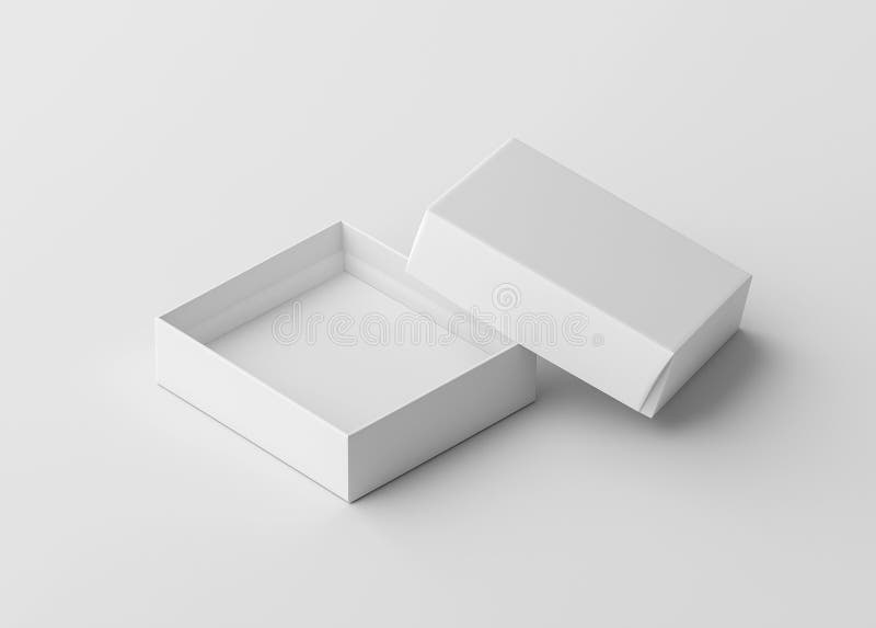 Open White Square Box with Lid Slightly Ajar on White Background ...