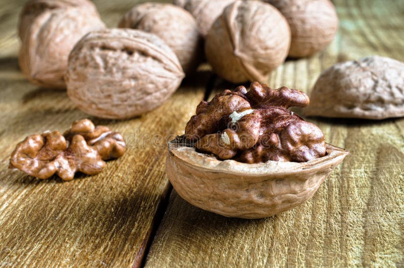 Open and Whole Walnuts, Grain of Walnuts Stock Image - Image of food ...