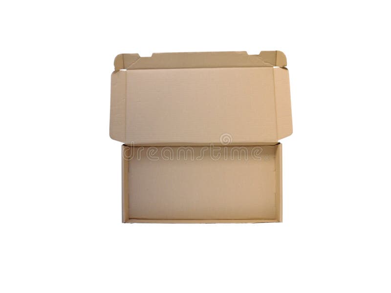 Open Wide Cardboard Box Isolated on White Stock Image - Image of ...