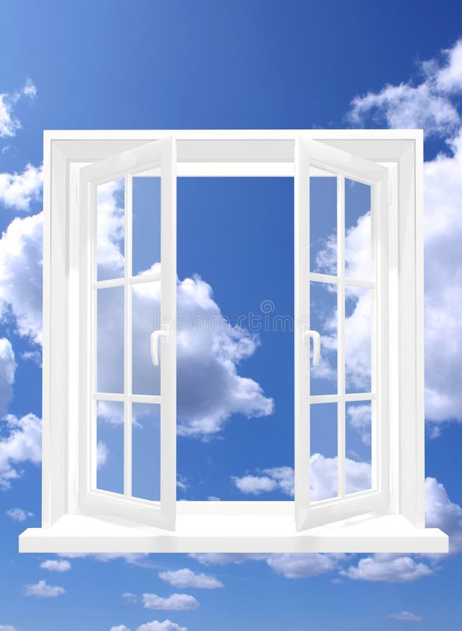 Window Frame with One Open and One Closed Flap Stock Illustration ...