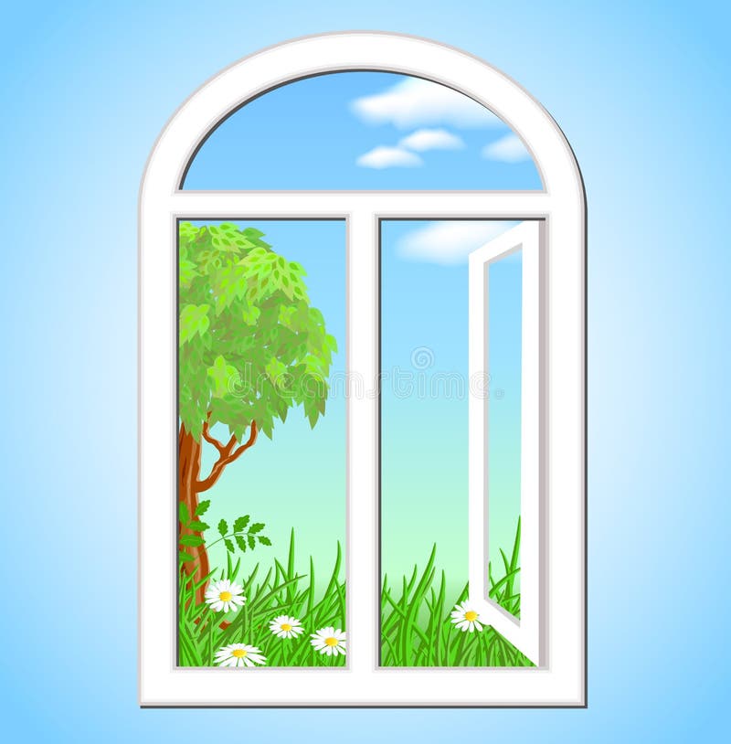Open Door. Valley Landscape. Cartoon Vector Illustration Stock Vector ...