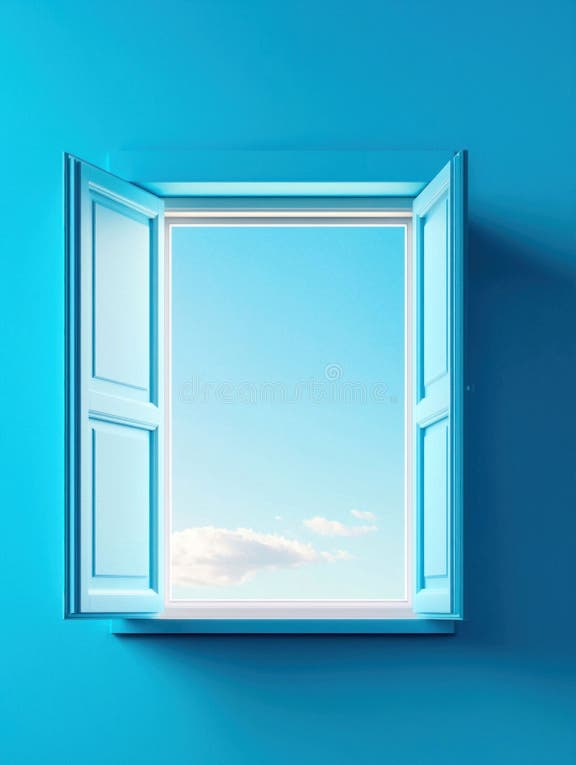 Open Window with Blue Sky and Clouds Stock Illustration - Illustration ...