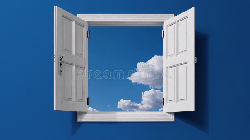 Open Window with Blue Sky and Clouds Stock Video - Video of window ...
