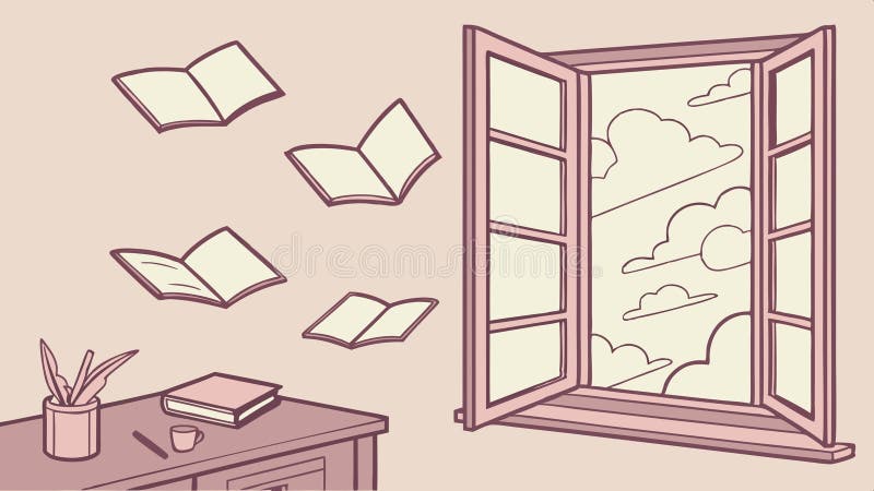 Open Window with Books, Knowledge and Learning Concept Vector Design ...