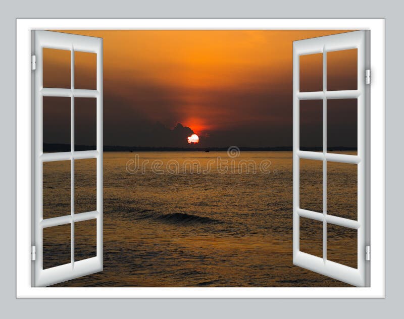 Open window cloud sun stock image. Image of inside, indoor - 130687493