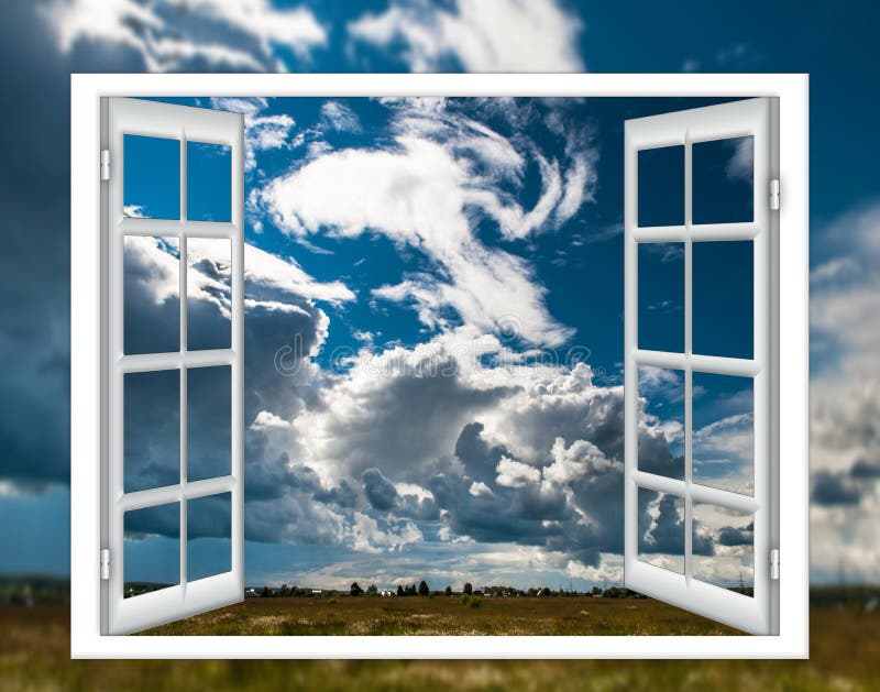 Open window cloud sun stock photo. Image of fresh, element - 96764692