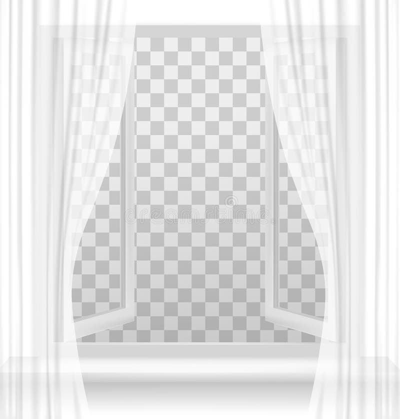 Open Window with Curtains on a Transparent Background. Stock Vector ...