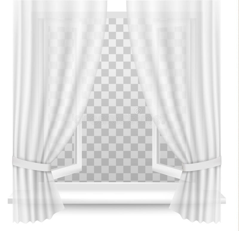 Open Window with Curtains on a Transparent Background. Stock Vector ...