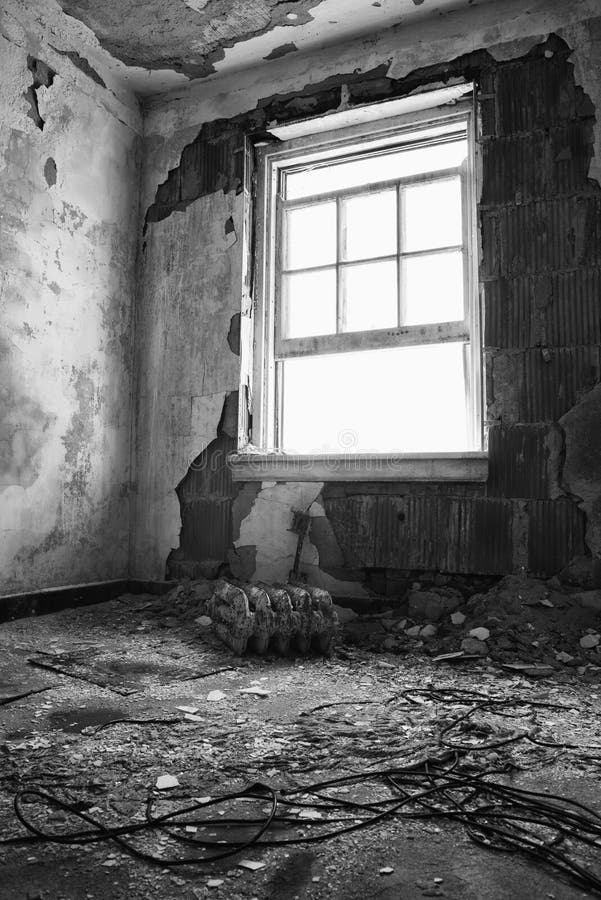 Open Window in Falling Apart Room Stock Image - Image of creepy, black ...
