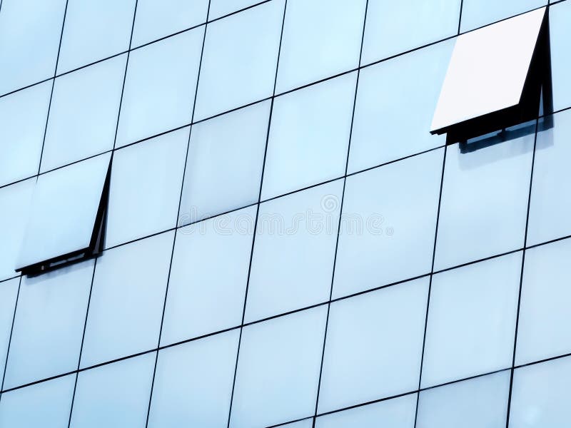 Open Window on Glass Facade Stock Image - Image of facade, architecture ...