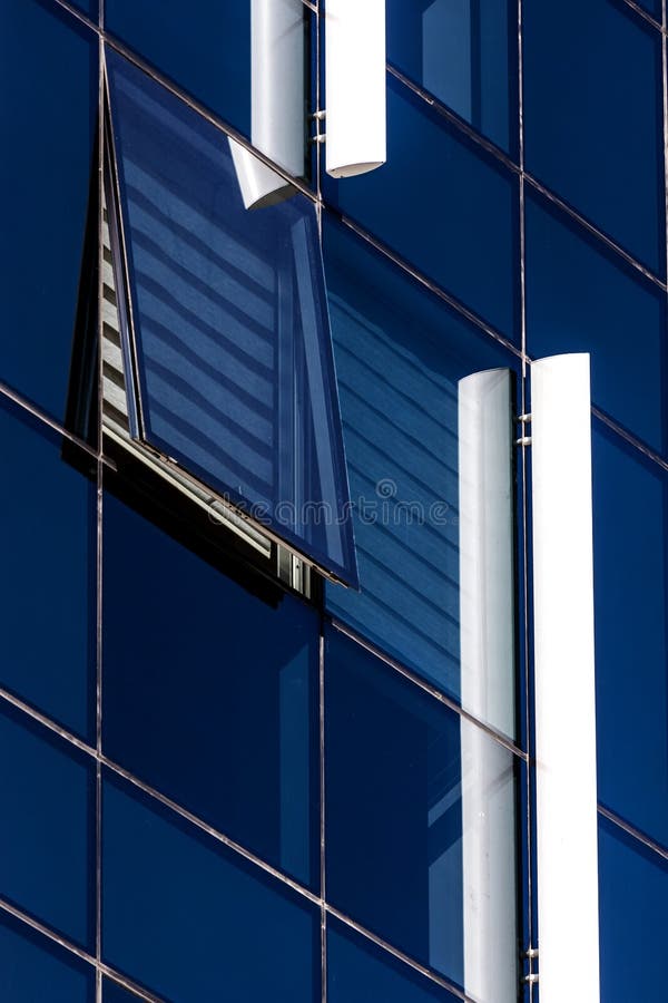 Open Window on a Glass Facade of a Modern Building - Photography Stock ...