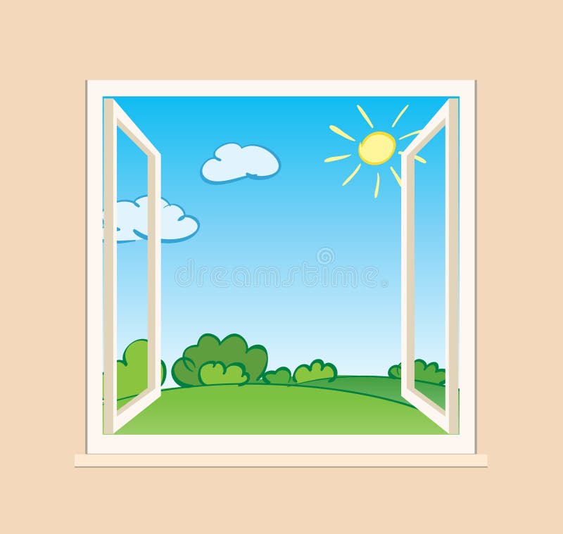 Open Window with Green Nature Outside - Vector Stock Vector ...