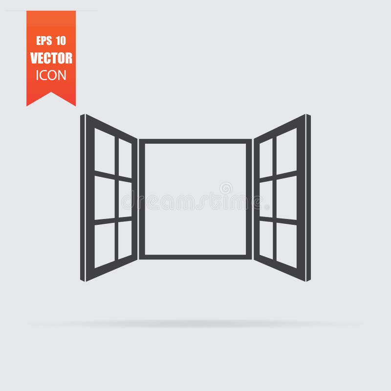 Open Window Icon in Flat Style Isolated on Grey Background Stock Vector ...