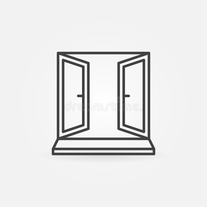 Open Window Icon Vector Sign in Thin Line Style Stock Vector ...