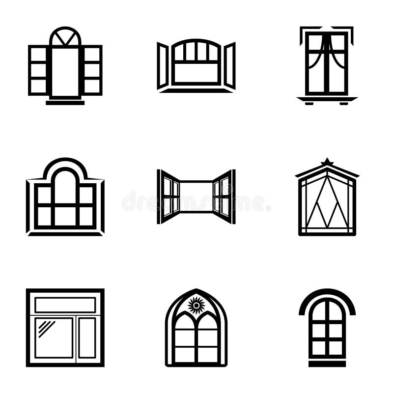 100 Window Icons Set, Outline Style Stock Vector - Illustration of ...