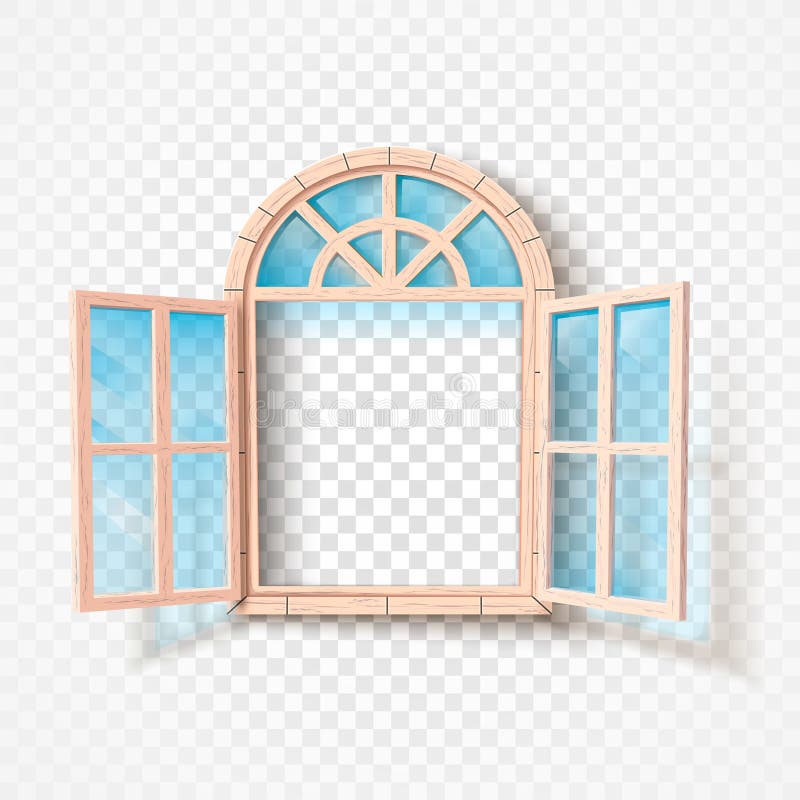 Open Window Isolated. Wooden Frame and Glass Stock Vector ...