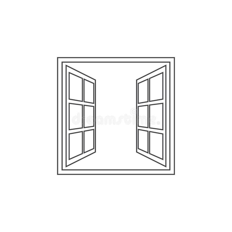 Open Window Icon Set in Flat Style Isolated on White Background. for ...