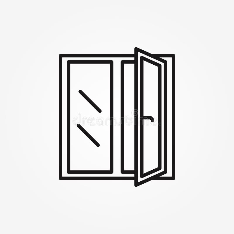 Open Window Line Icon. Vector Stock Vector - Illustration of exterior ...