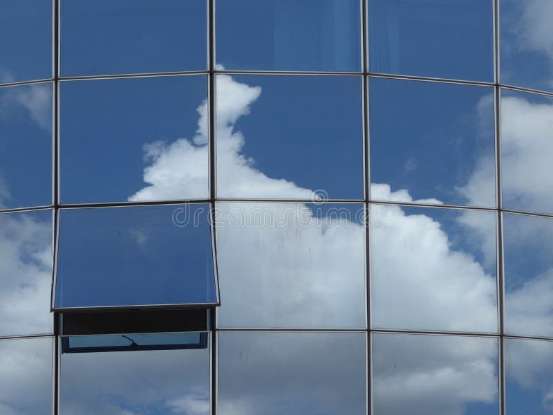 Open Window in an Modern Glass Building with Reflect Stock Photo ...