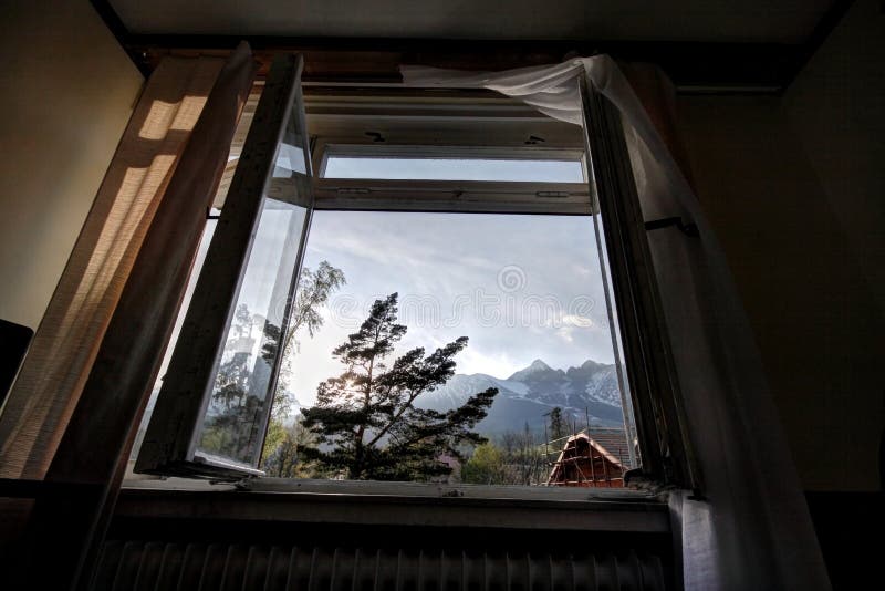 Open window stock photo. Image of room, house, mountain - 56404344