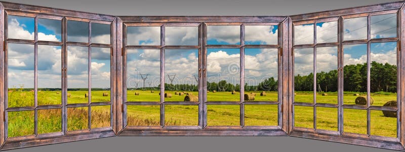 Open window to the sea stock photo. Image of palm, building - 107290290