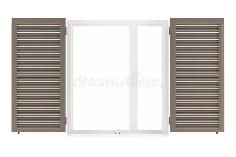 Open Window with Shutters Isolated Stock Illustration - Illustration of ...