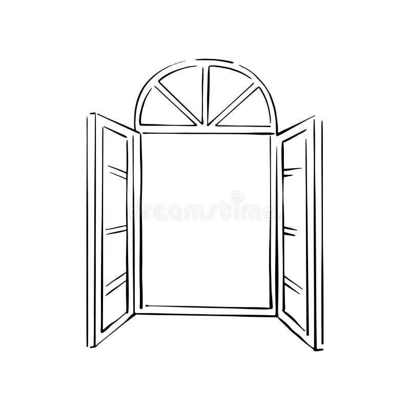 Open Window Sketch. Element of Architecture. Vector Hand-drawn ...