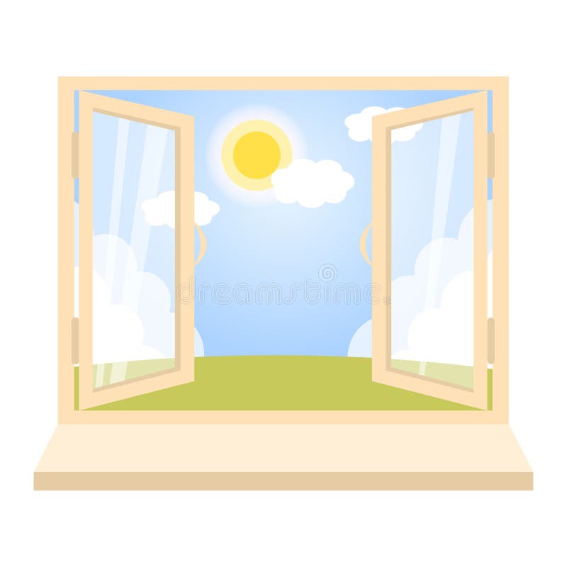 Open Window with Sunny Day Scene View Stock Vector - Illustration of ...