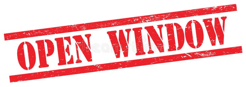 OPEN WINDOW Text on Red Grungy Rectangle Stamp Stock Illustration ...