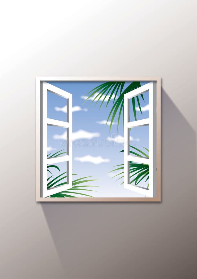 Open window to outside stock vector. Illustration of window - 19629628