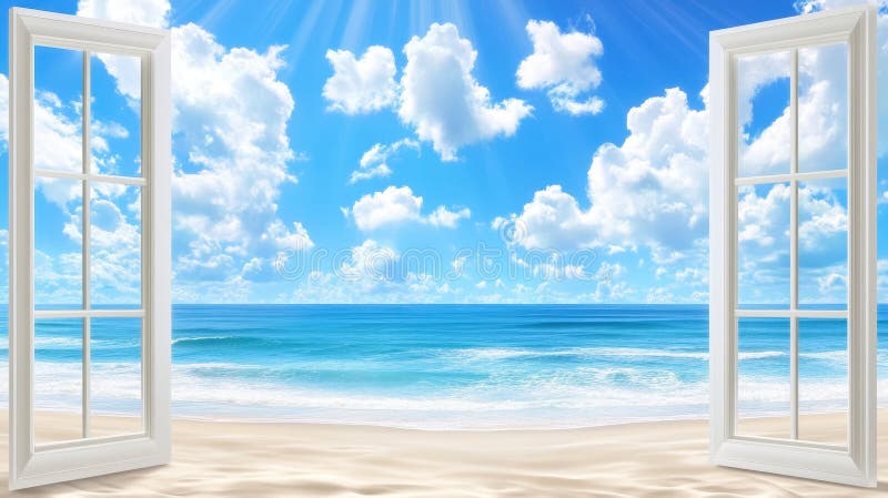 Open Window To Paradise Beach View Stock Image - Image of peaceful ...