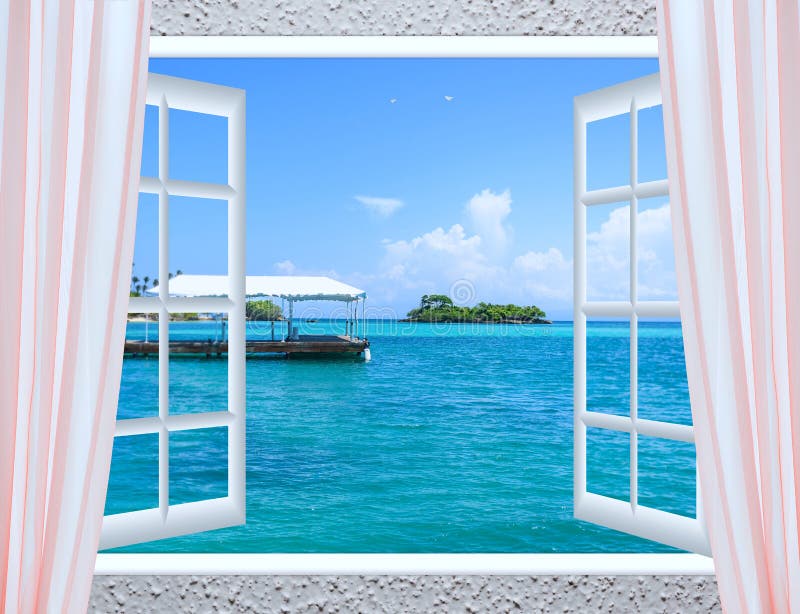 Open window to the sea stock image. Image of background - 63992829