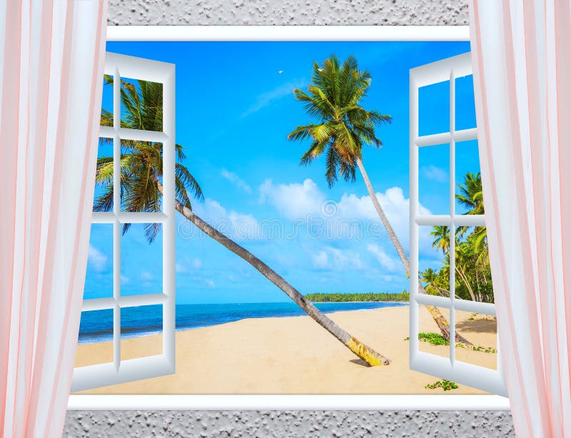 The Open Window, with Waterfall Views Stock Photo - Image of paradise ...
