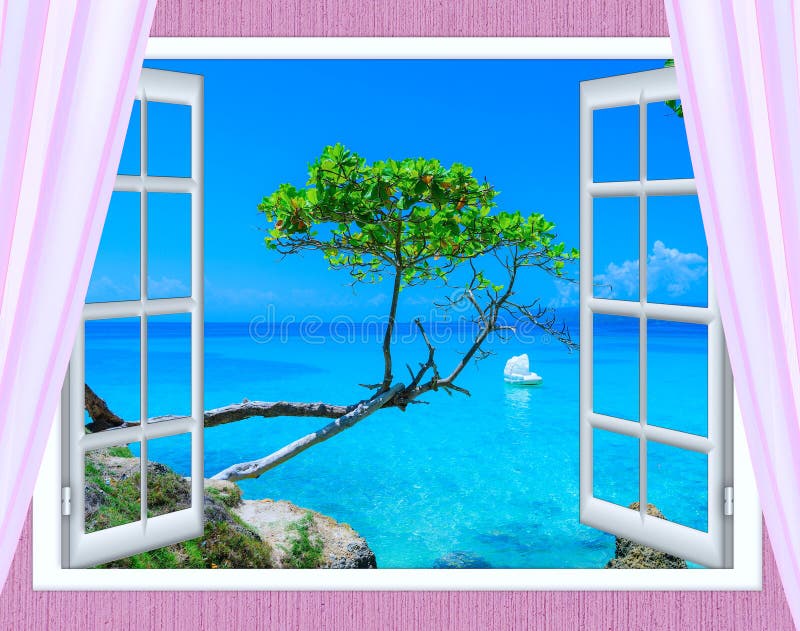 Open window to the sea stock photo. Image of landscape - 63993008