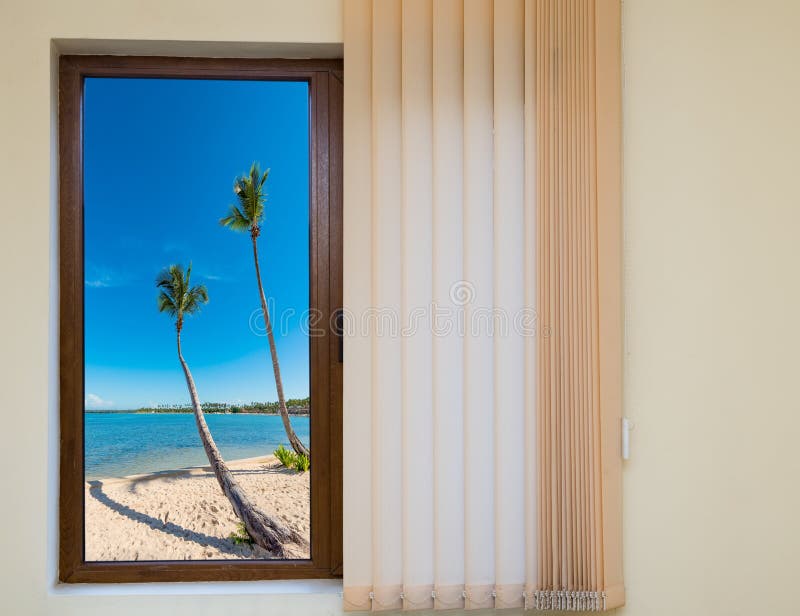 Open window to the sea stock photo. Image of rest, glass - 79974818