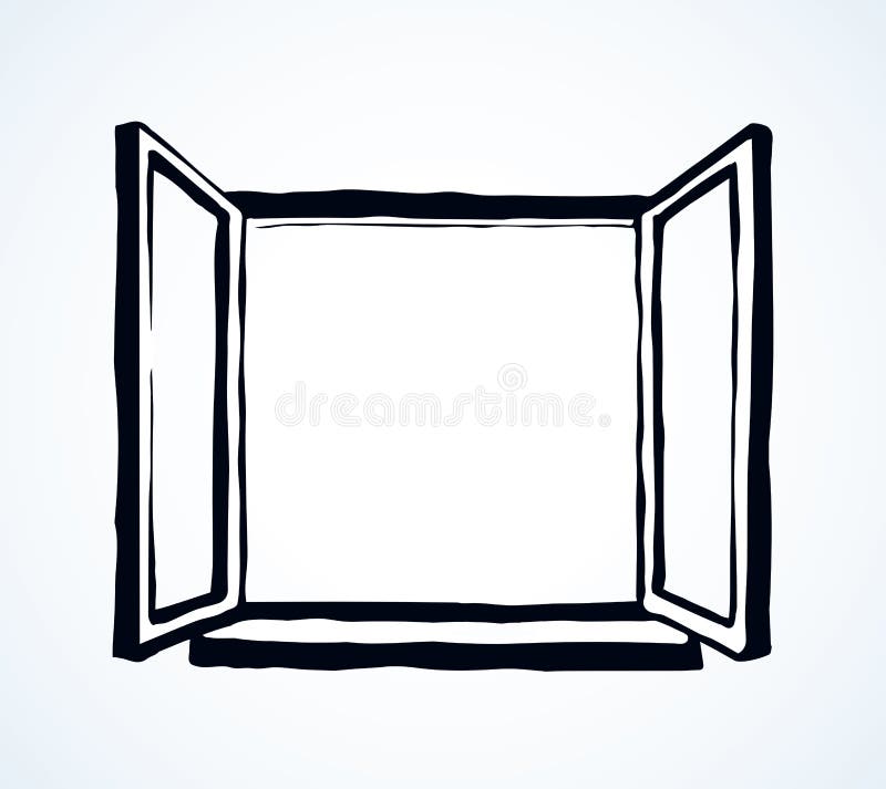 Open Window. Vector Drawing Stock Vector - Illustration of logo ...