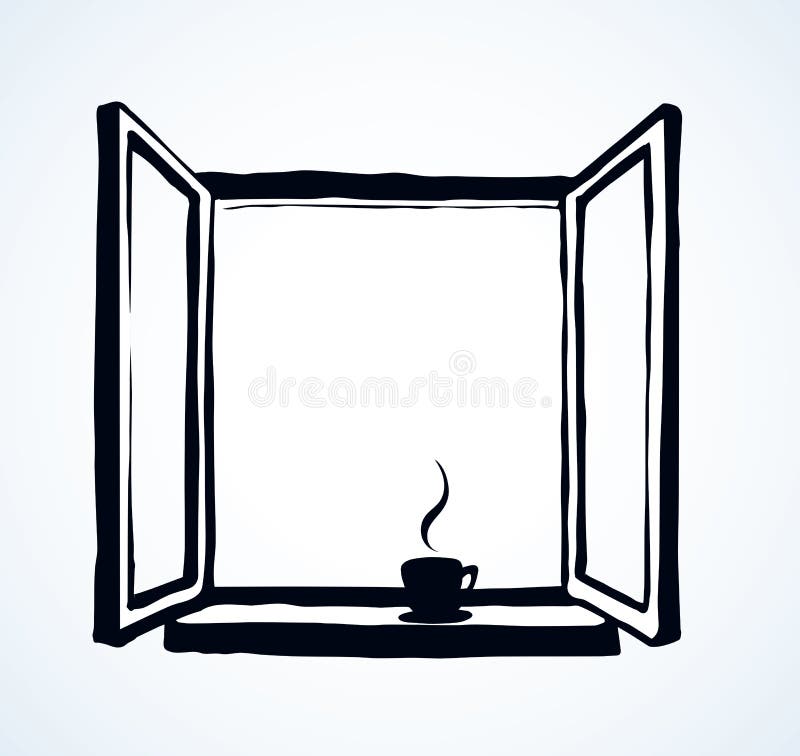 Open Window. Vector Drawing Stock Vector - Illustration of house ...