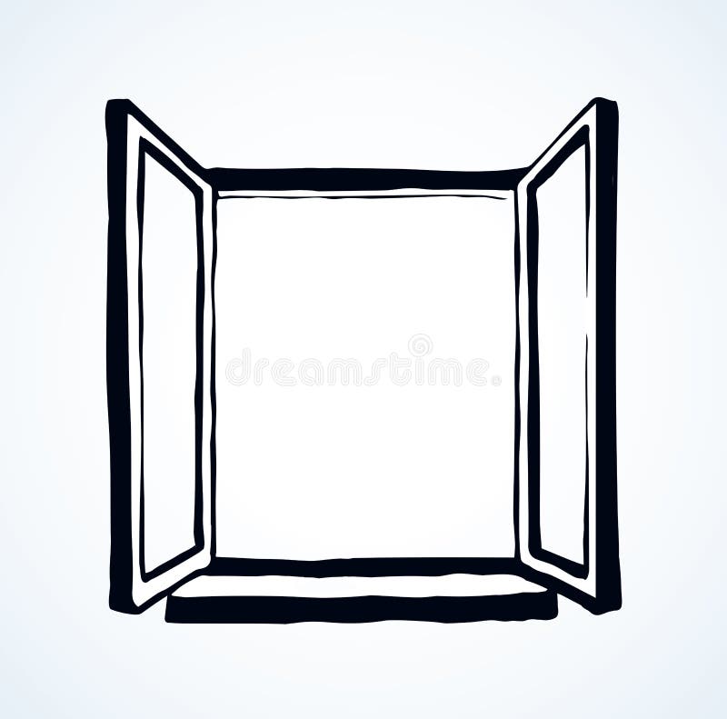 Open Window. Vector Drawing Stock Vector - Illustration of apartment ...