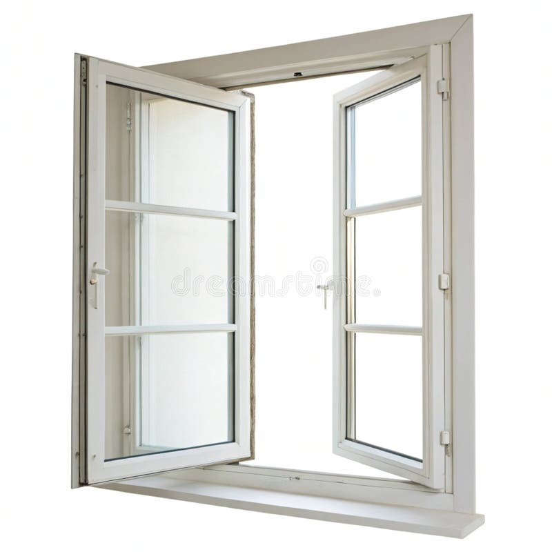 Open Window with White Frame Isolated on Transparent Background Stock ...