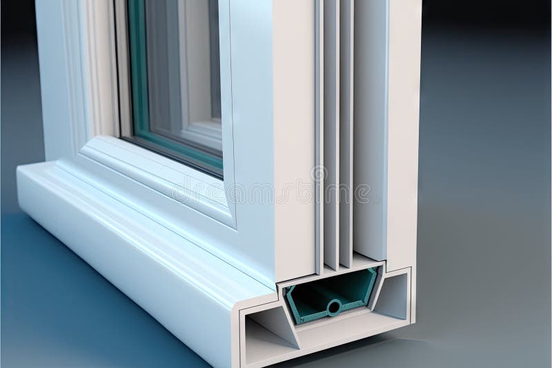 Open Window White Plastic Windows Profile Close-up in Section Stock ...